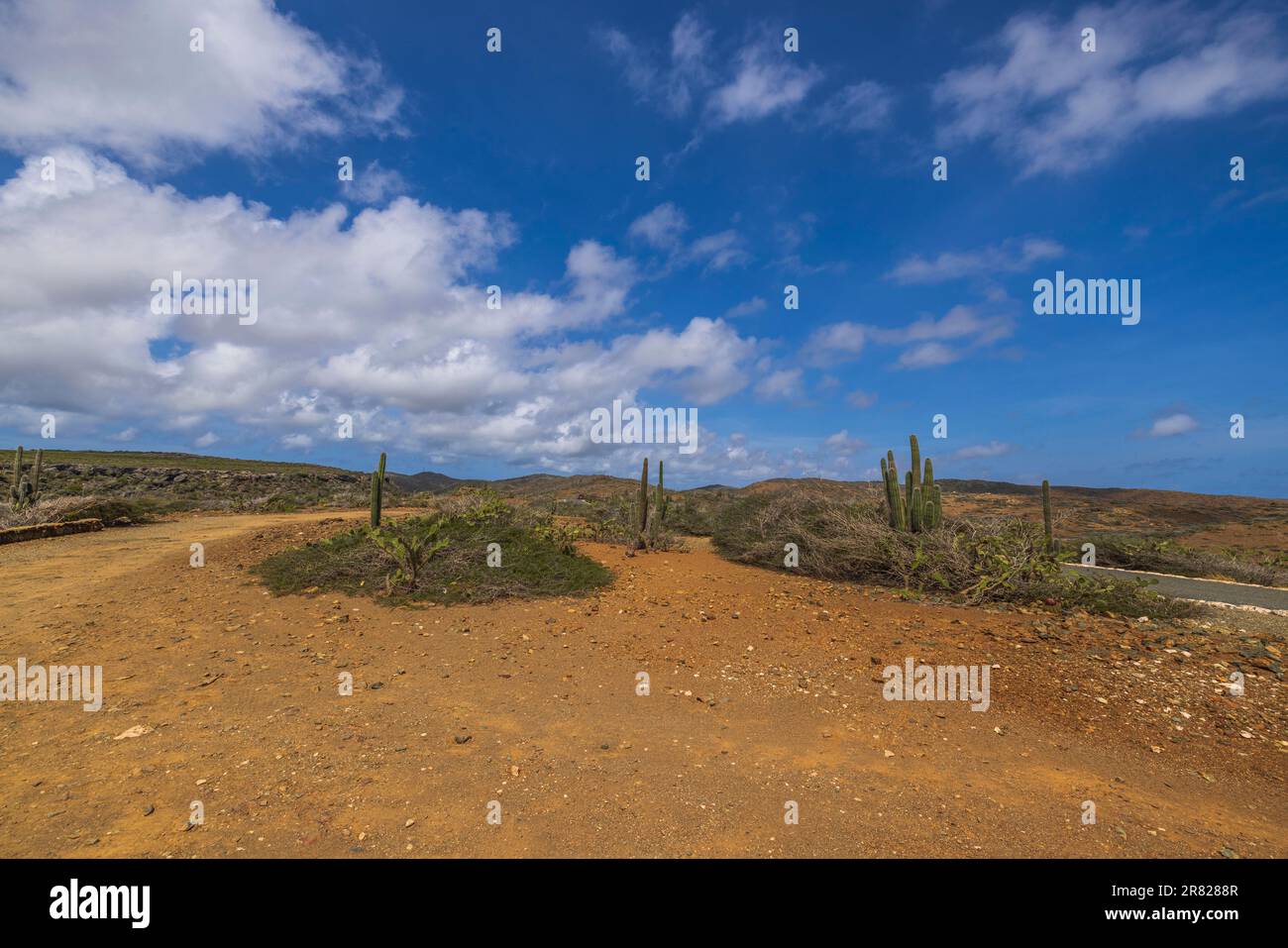 Beautiful view of desert of natural park Arikok on island of Aruba ...