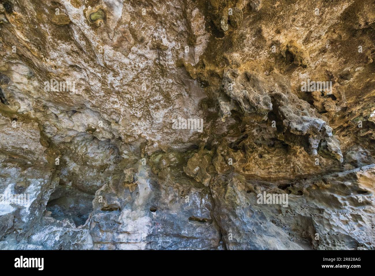 Close-up view of rock texture wall of Quadirikiri Caves on island of ...