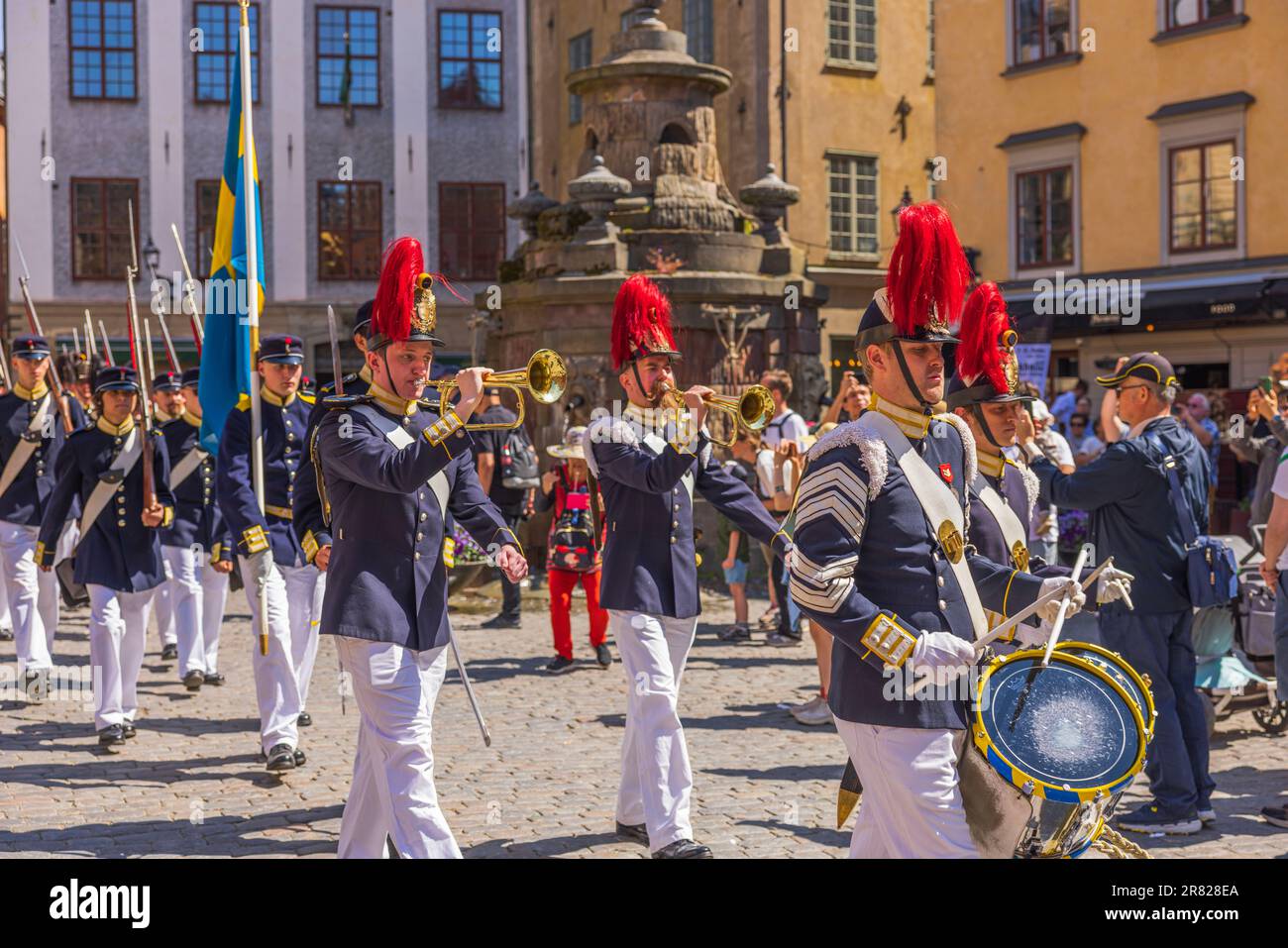 Beautiful view of national day parade ceremony in Stockholm, Sweden ...