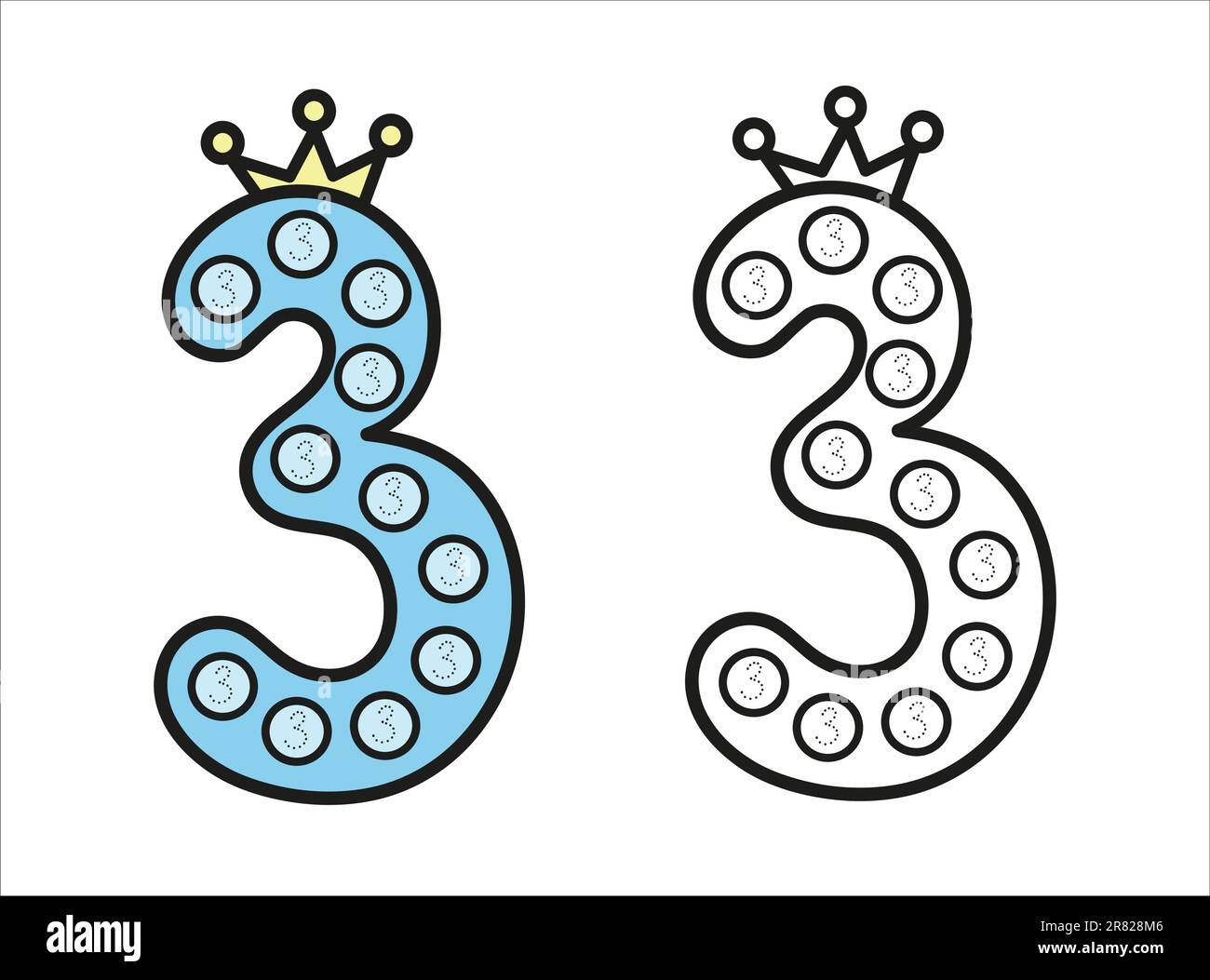 3 - coloring. Vector hand drawn illustration isolated on white ...