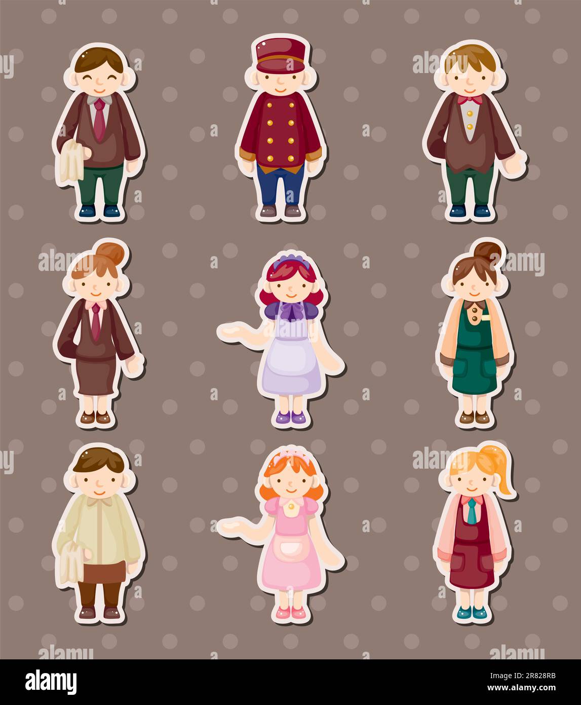 cartoon waiter and waitress stickers Stock Vector Image & Art - Alamy