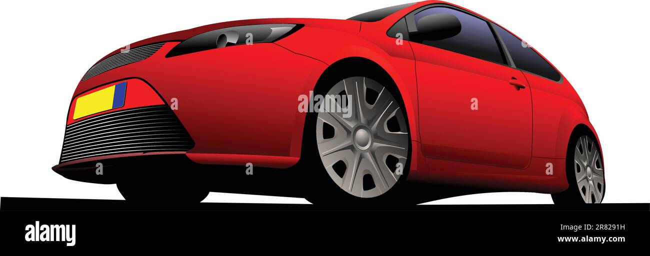 red car-coupe on the road. Vector illustration Stock Vector Image & Art ...