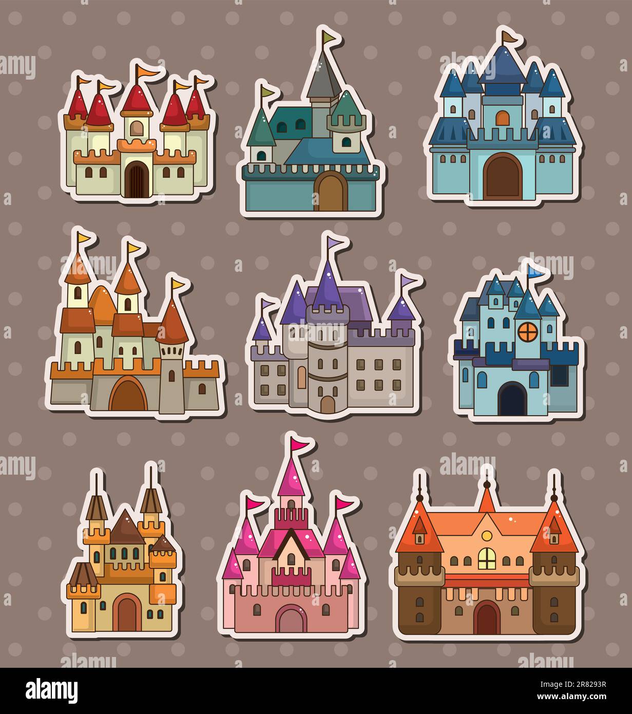 cartoon Fairy tale castle stickers Stock Vector Image & Art - Alamy