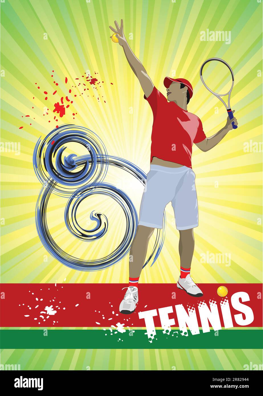 Tennis player poster. Colored Vector illustration for designers Stock ...