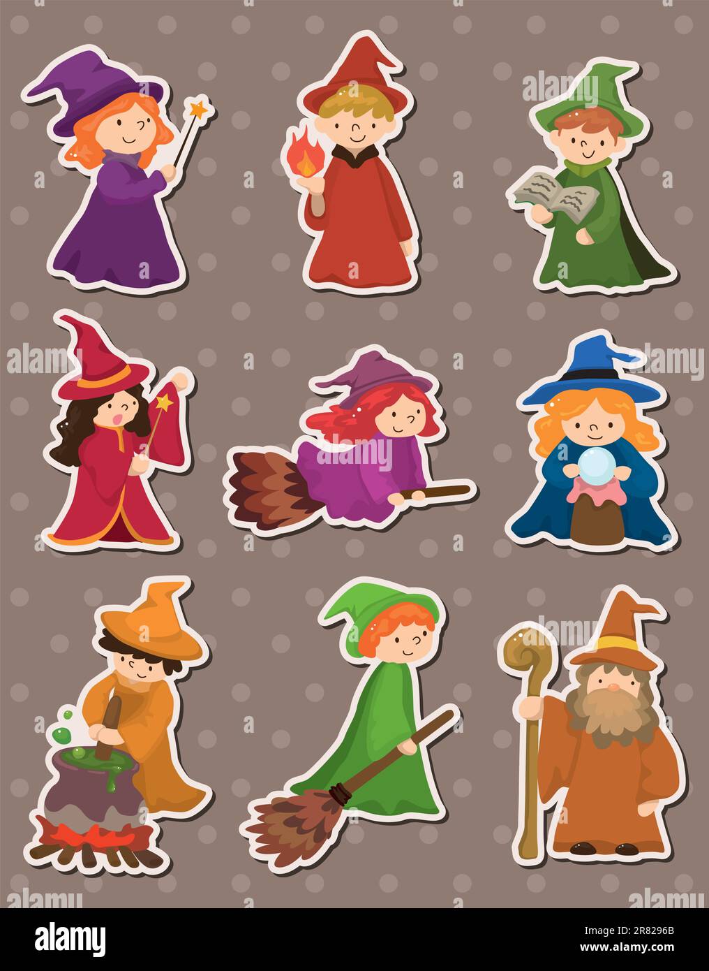 cartoon Wizard and Witch stickers Stock Vector Image & Art - Alamy