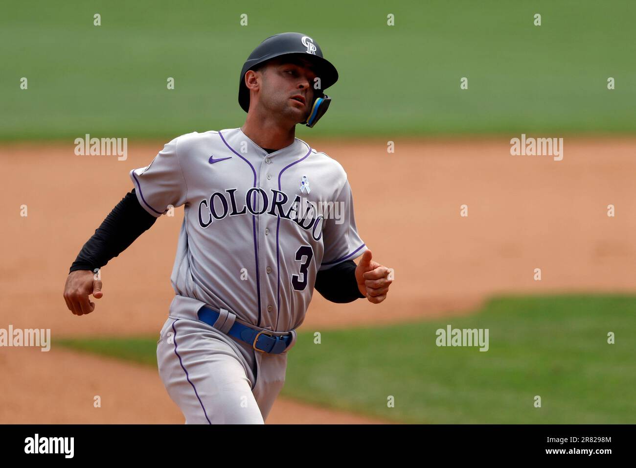 Colorado Rockies' Coco Montes runs to third in the eighth inning of a ...