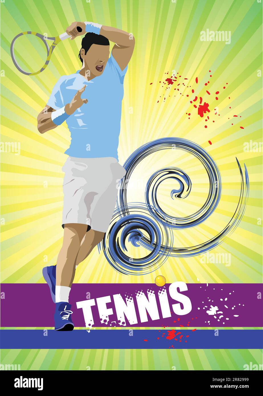 Tennis player poster. Colored Vector illustration for designers Stock ...