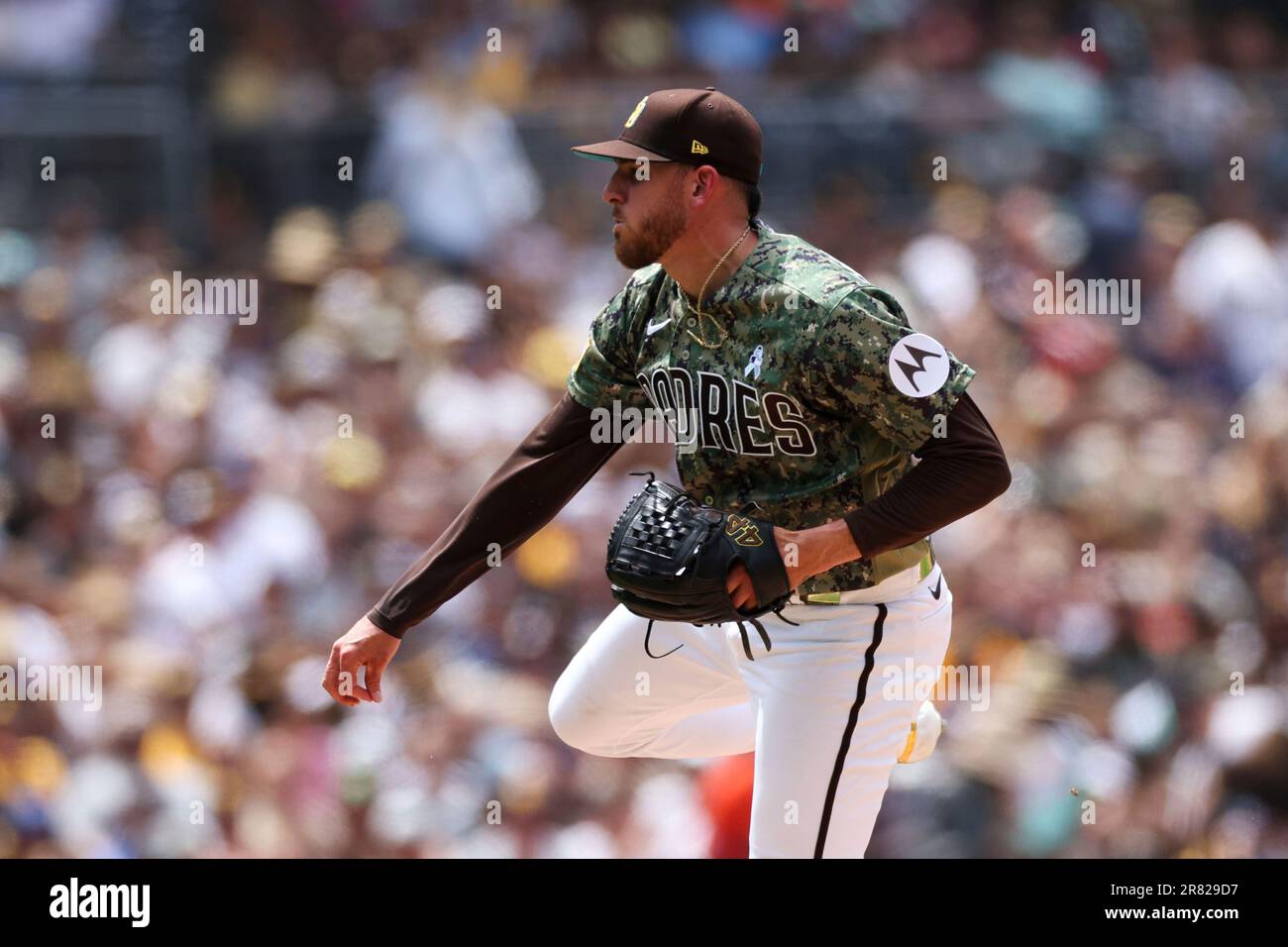 San Diego Padres' Joe Musgrove follows through on a pitch against the ...