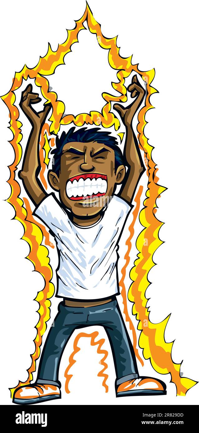 Cartoon of man getting energy. Isolated on white Stock Vector Image ...