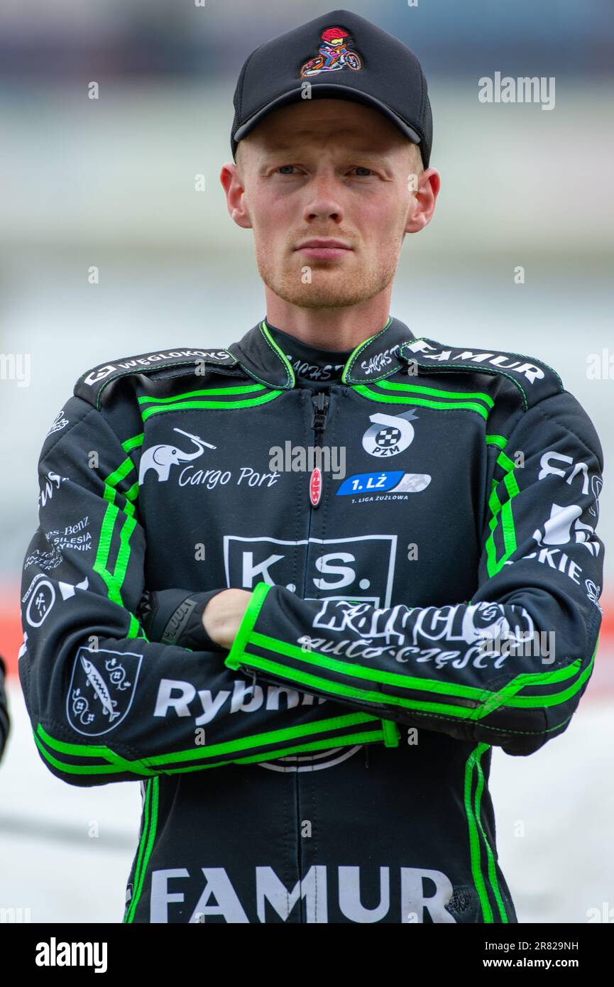Rybnik, Poland. 18th June, 2023. Patrick Hansen of ROW during Division One Speedway League match ...