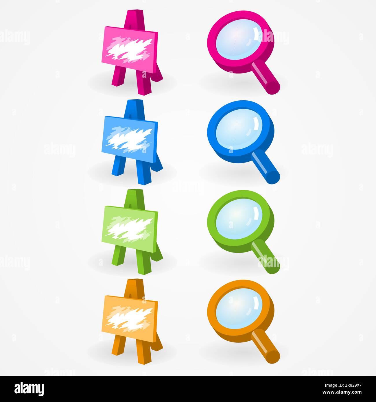 Vector icons illustrated in four colors isolated on a white background ...