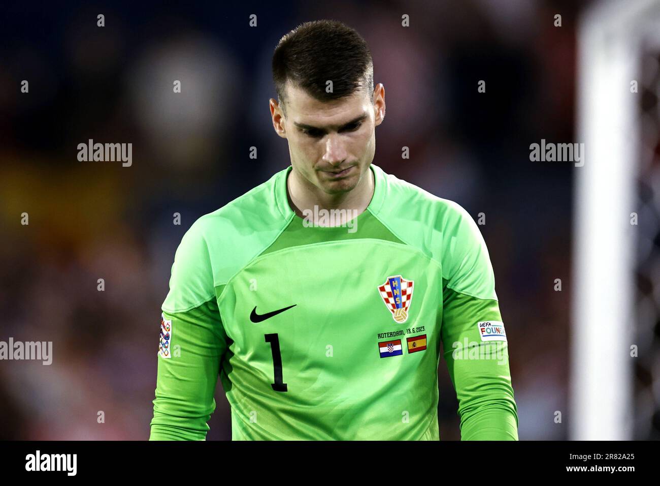 ROTTERDAM - Croatia goalkeeper Dominik Livakovic disappointed during ...