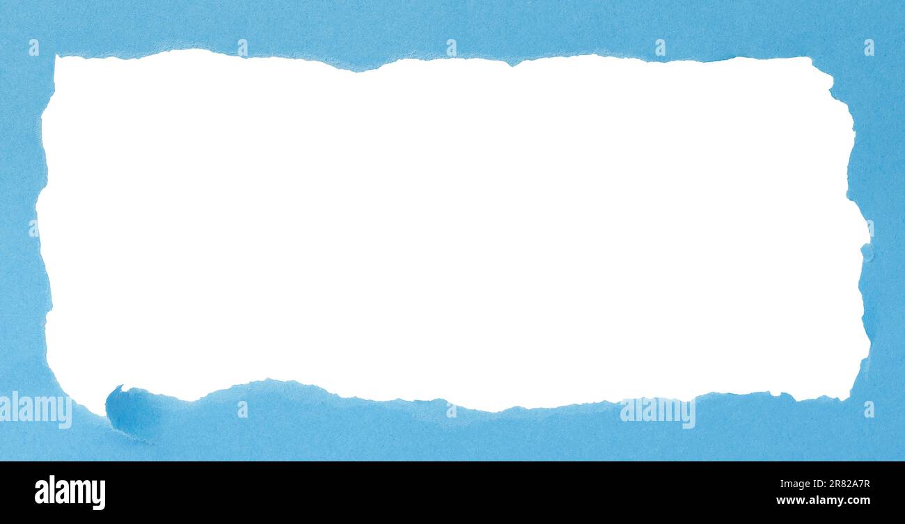 Blue Paper frame, torn paper with space a white background for text ...