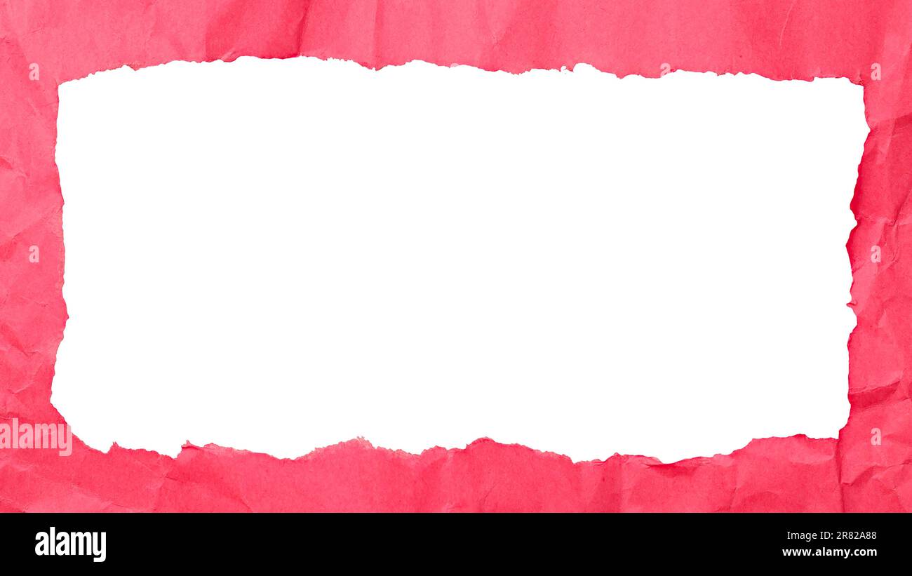 Red crumpled texture paper frame with torn edges for page background ...