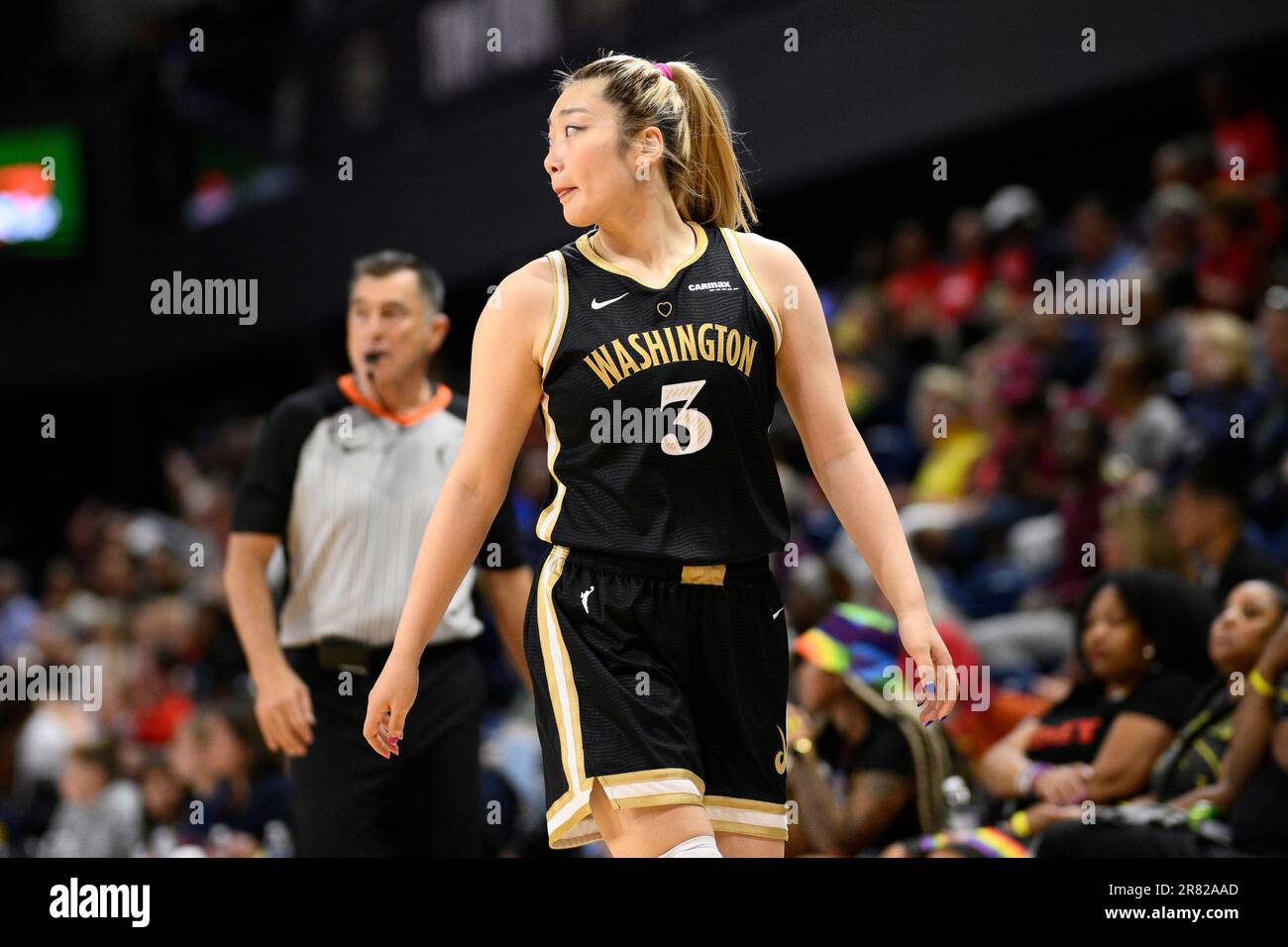 Washington Mystics guard Li Meng (3) looks on during a WNBA basketball ...