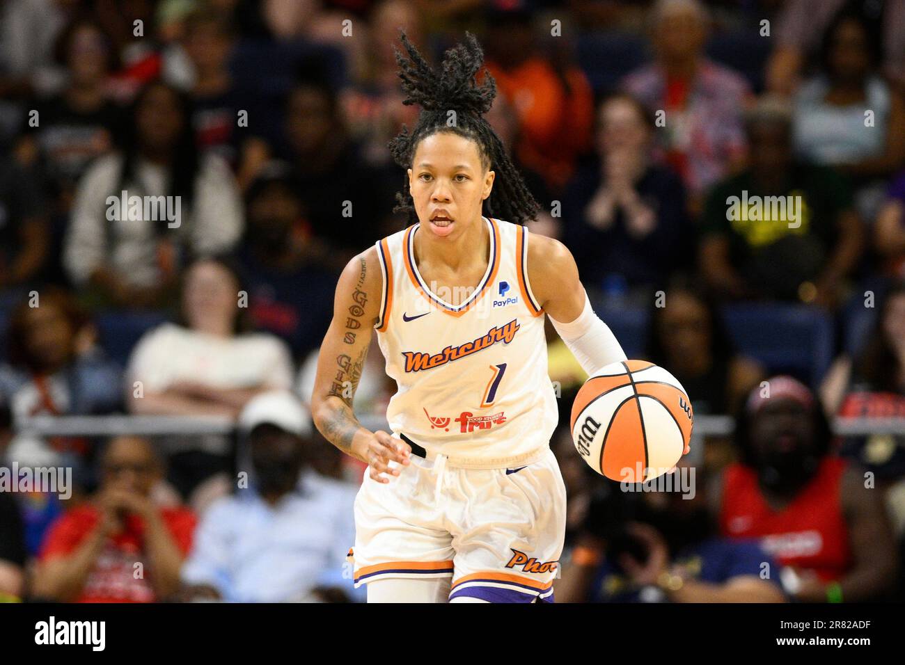 Phoenix Mercury guard Sug Sutton (1) in action during an WNBA basketball game against the ...