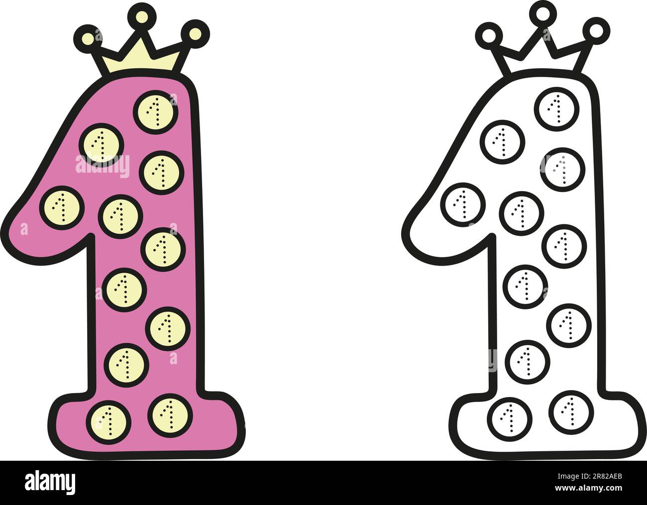 One - coloring. Vector hand drawn illustration isolated on white ...