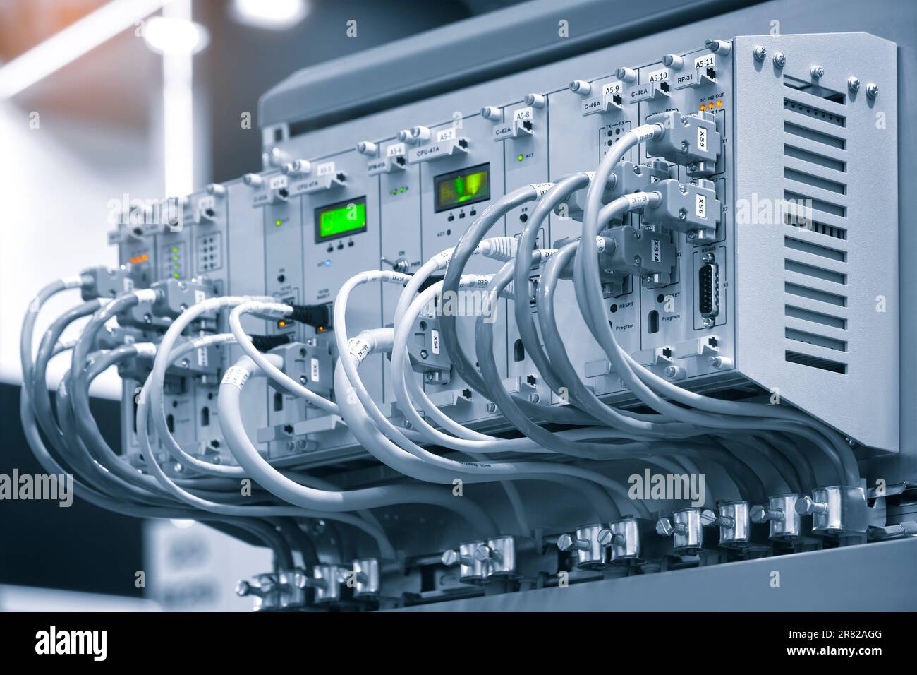 Network Cables Connected to Switch, network technology concept Stock ...