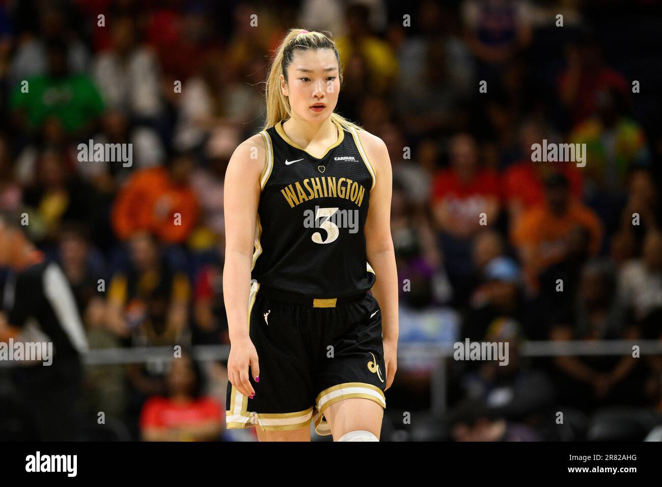 Washington Mystics guard Li Meng (3) looks on during a WNBA basketball ...