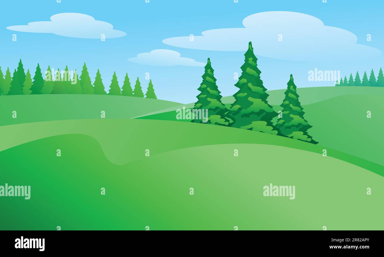 Field landscape with trees. Illustration for design Stock Vector Image ...