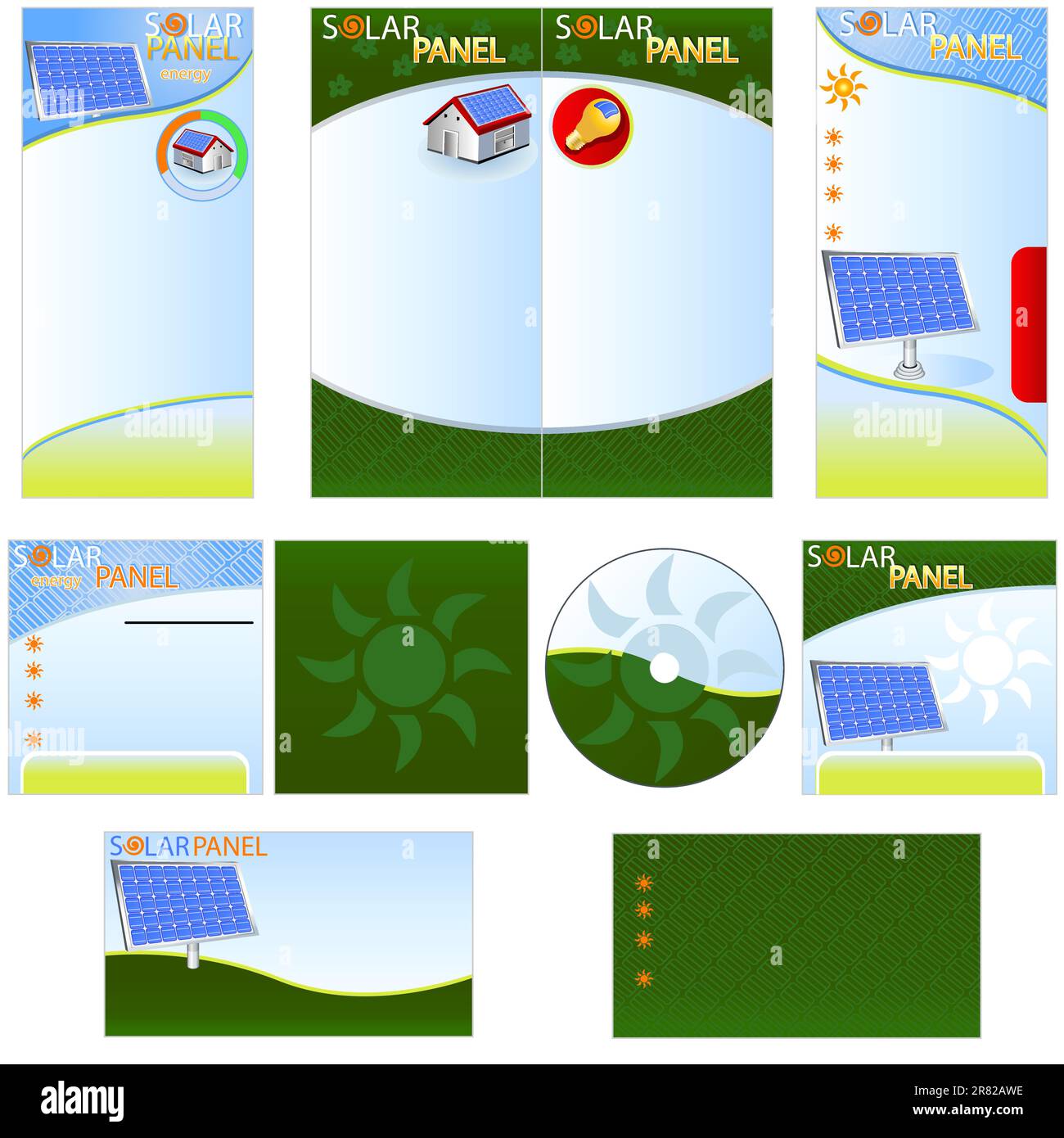 Solar Panel Stationary template - brochure design, CD cover design and ...