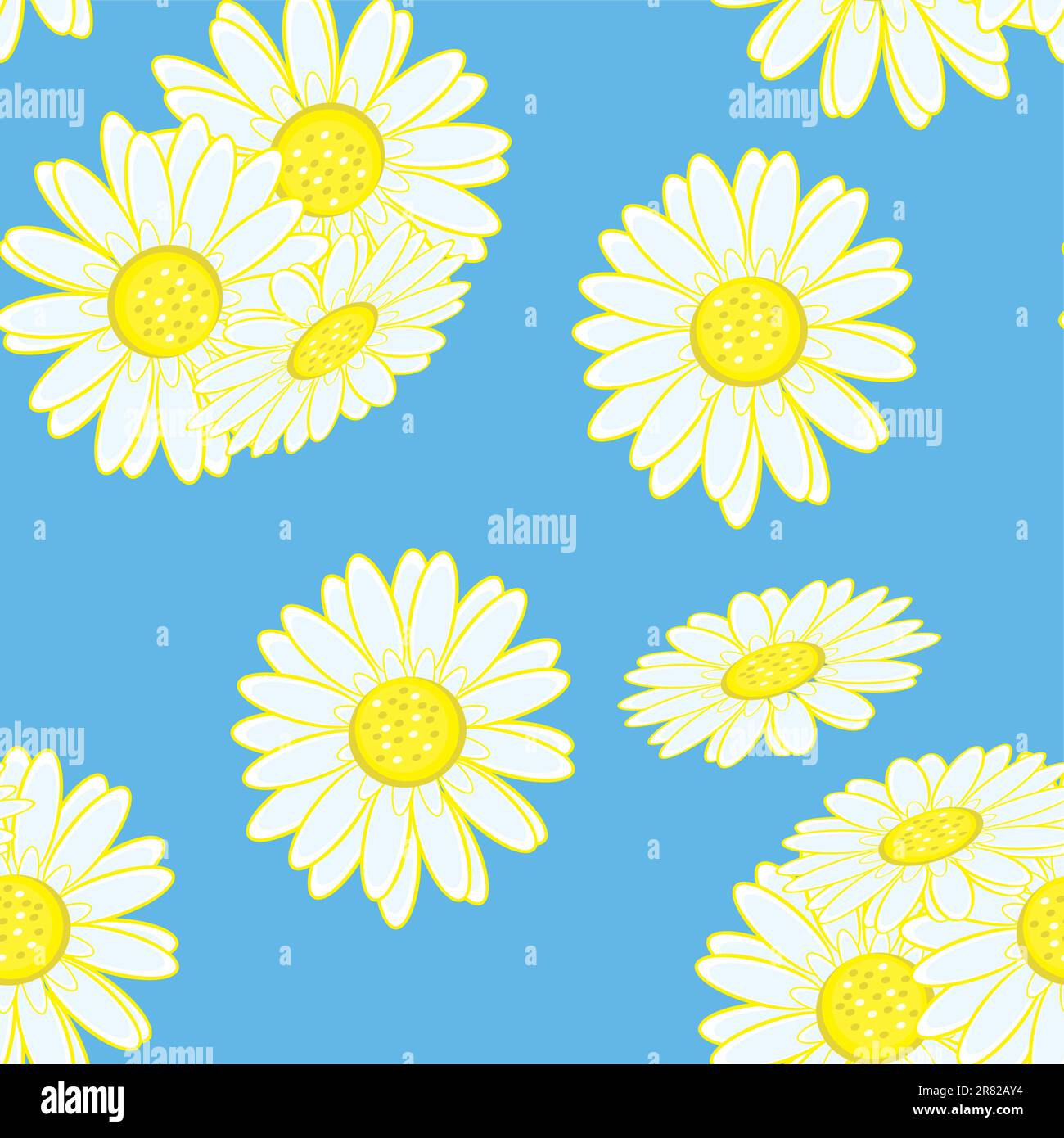 Seamless texture of chamomile. Illustration of the designer on blue ...