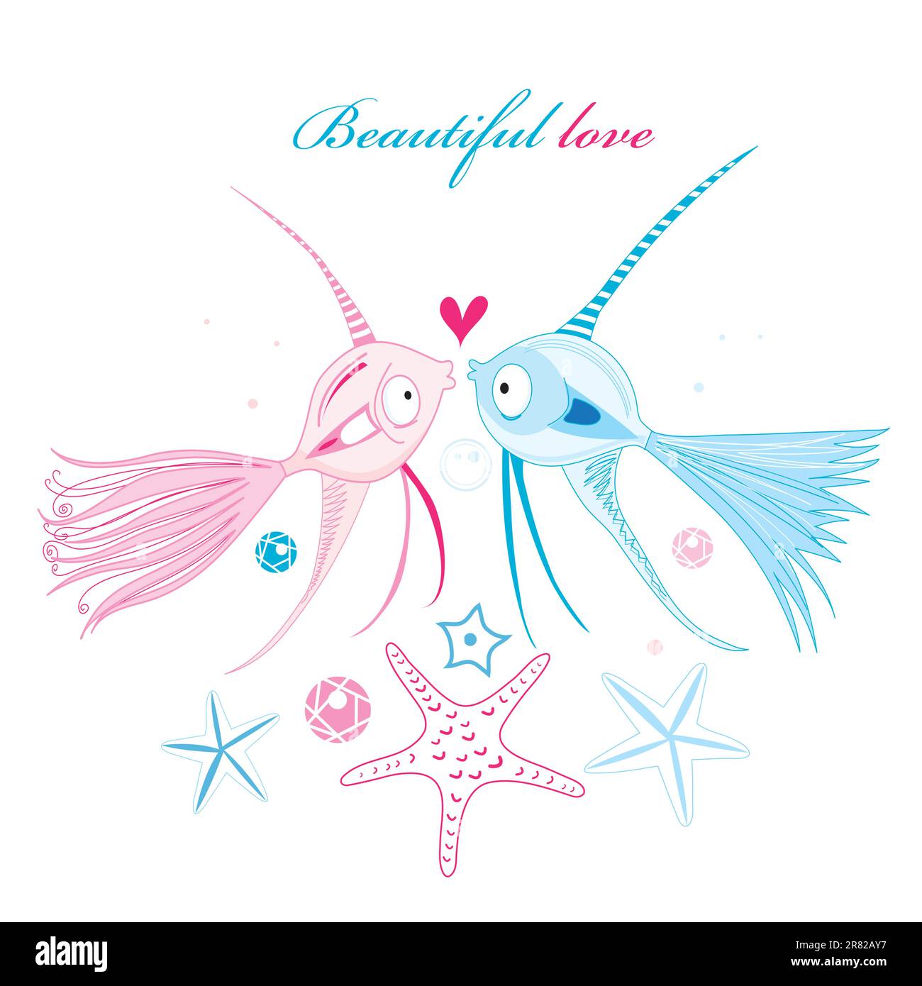 fun loving fish on a white background with starfish Stock Vector Image ...
