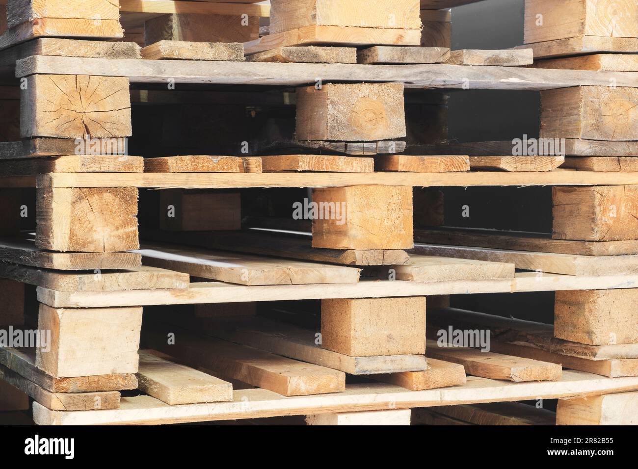Stacked Euro pallets, logistics delivery concept background Stock Photo ...