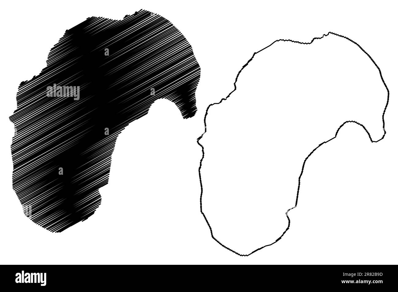 Lake Mashu (Japan, Hokkaido) map vector illustration, scribble sketch ...