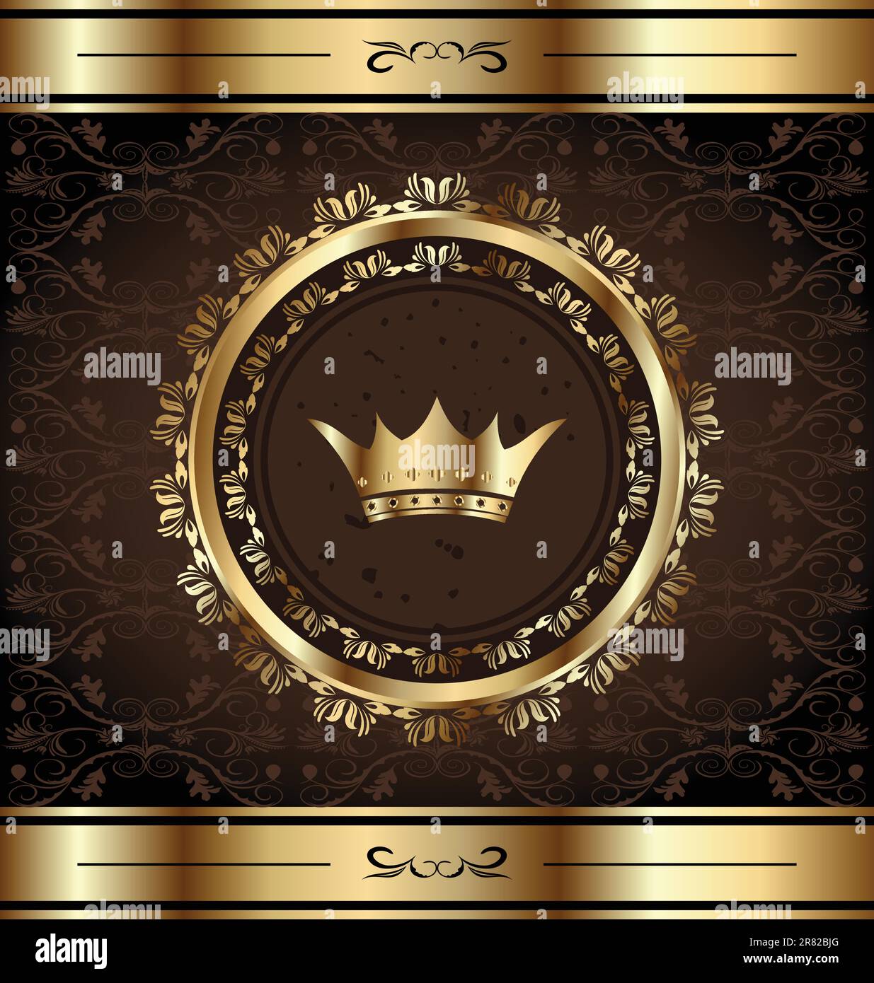 Illustration royal background with golden ornate frame and heraldic ...