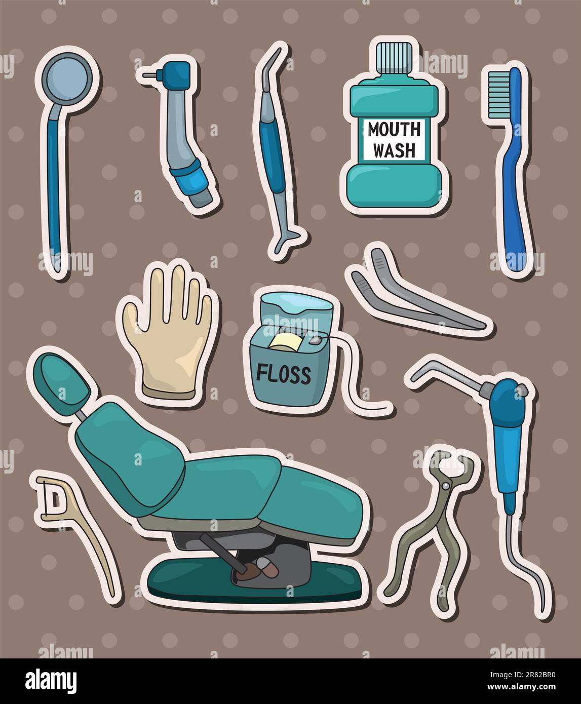 cartoon dentist tool stickers Stock Vector Image & Art - Alamy