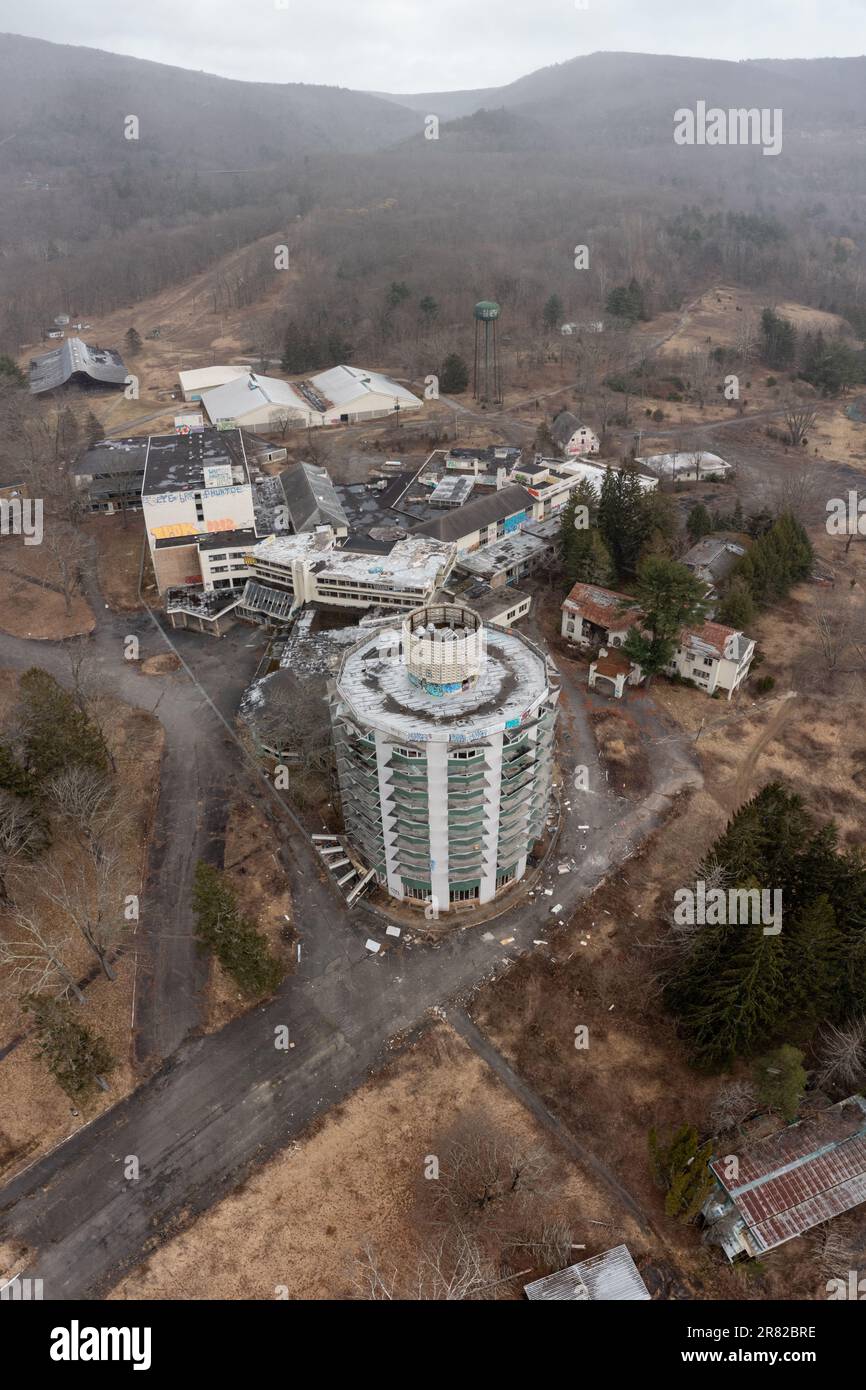 Ruins of the Nevele Grande Hotel, a high rise resort hotel located in ...