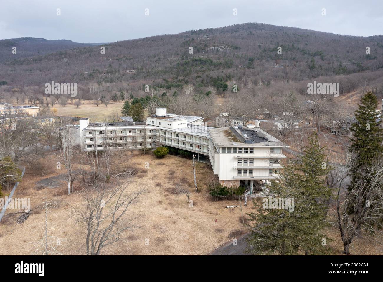Ruins of the Nevele Grande Hotel, a high rise resort hotel located in ...
