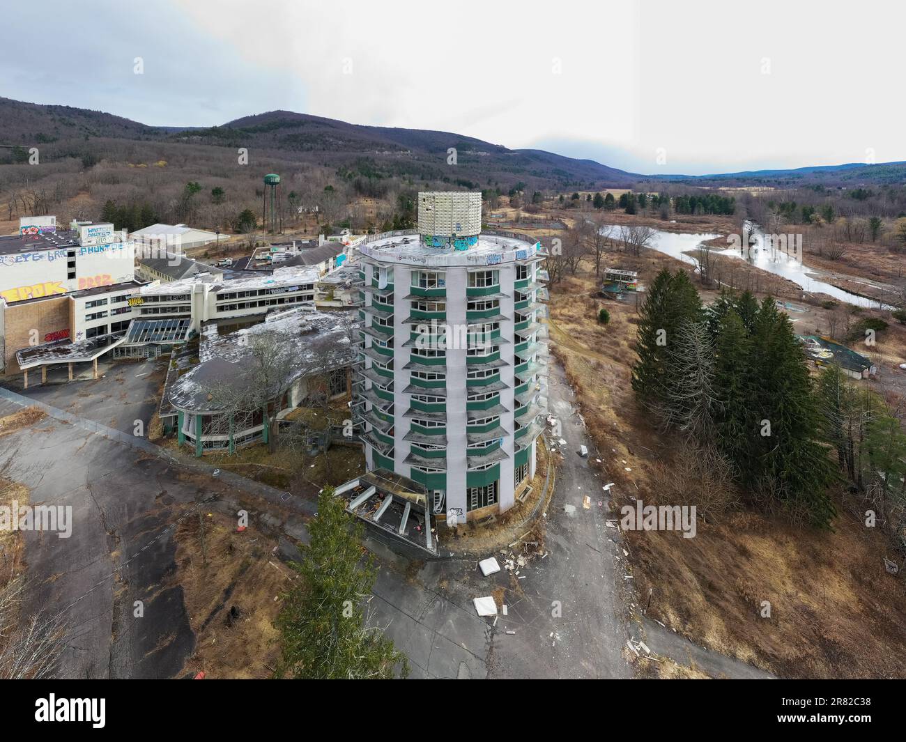 Wawarsing, New York - Mar 27, 2022: Ruins of the Nevele Grande Hotel, a ...