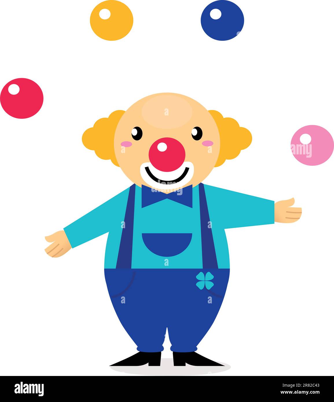 Happy cute clown isolated on white. Vector Illustration Stock Vector ...