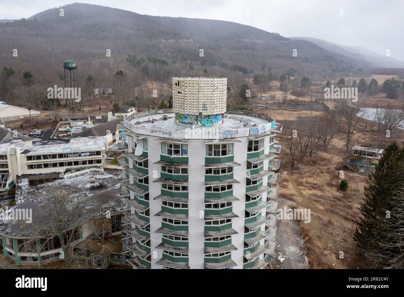 Wawarsing, New York - Mar 27, 2022: Ruins of the Nevele Grande Hotel, a ...