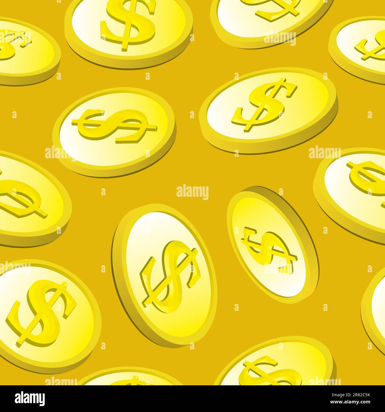 Seamless pattern of shiny gold coins falling with a gold background ...