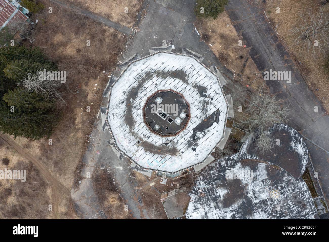 Wawarsing, New York - Mar 27, 2022: Ruins of the Nevele Grande Hotel, a ...