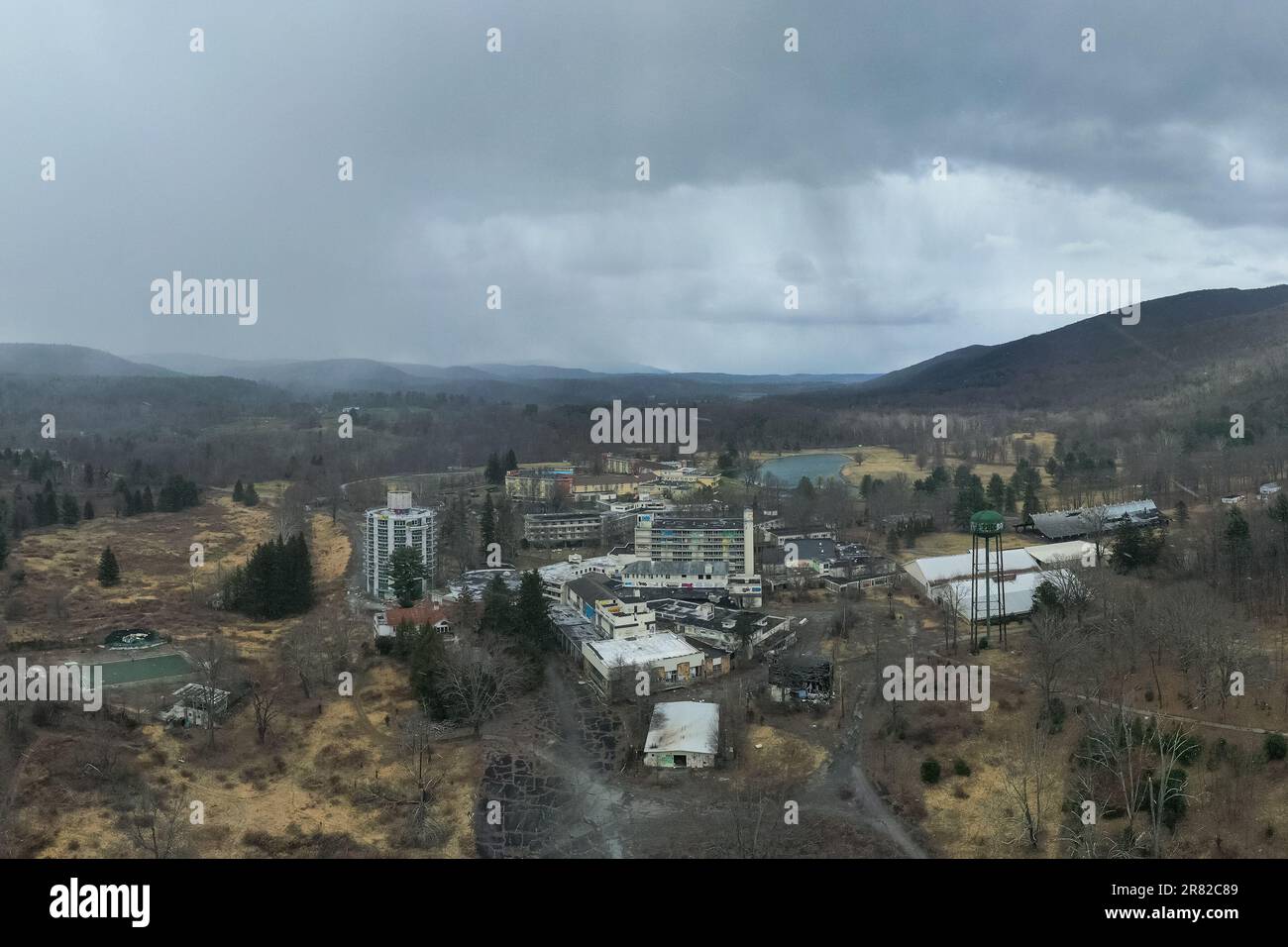 Ruins of the Nevele Grande Hotel, a high rise resort hotel located in ...