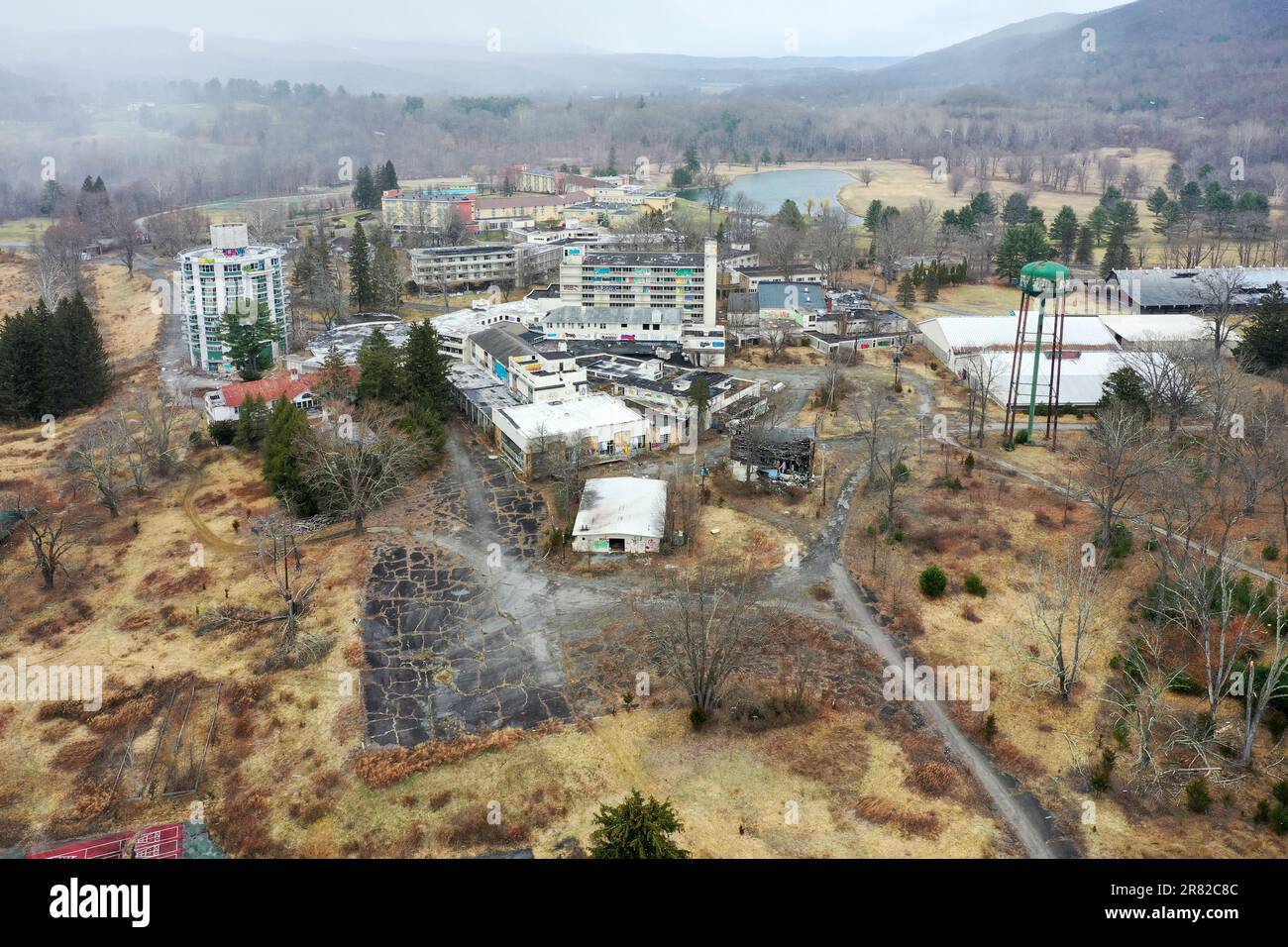 Ruins of the Nevele Grande Hotel, a high rise resort hotel located in ...