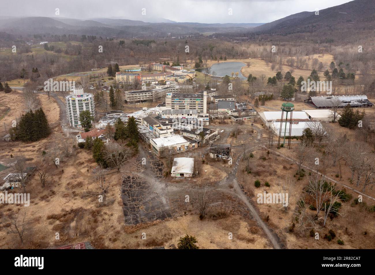 Wawarsing, New York - Mar 27, 2022: Ruins of the Nevele Grande Hotel, a ...