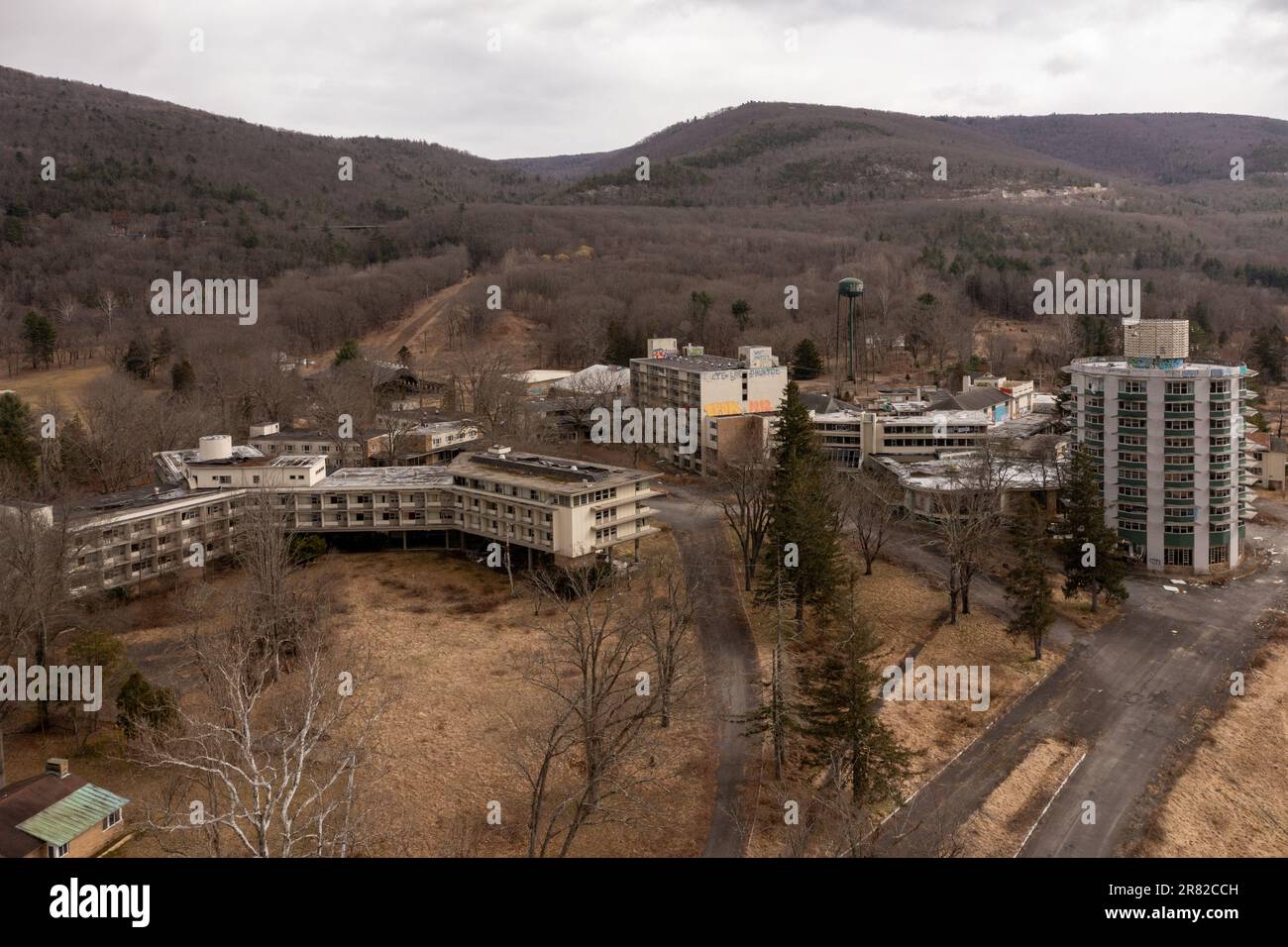 Wawarsing, New York - Mar 27, 2022: Ruins of the Nevele Grande Hotel, a ...