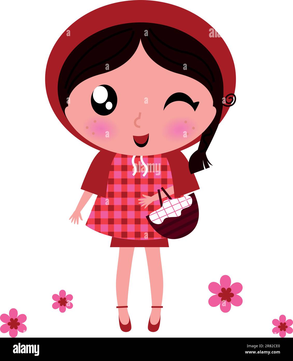 Cute cartoon Red riding hood. Vector illustration Stock Vector Image ...
