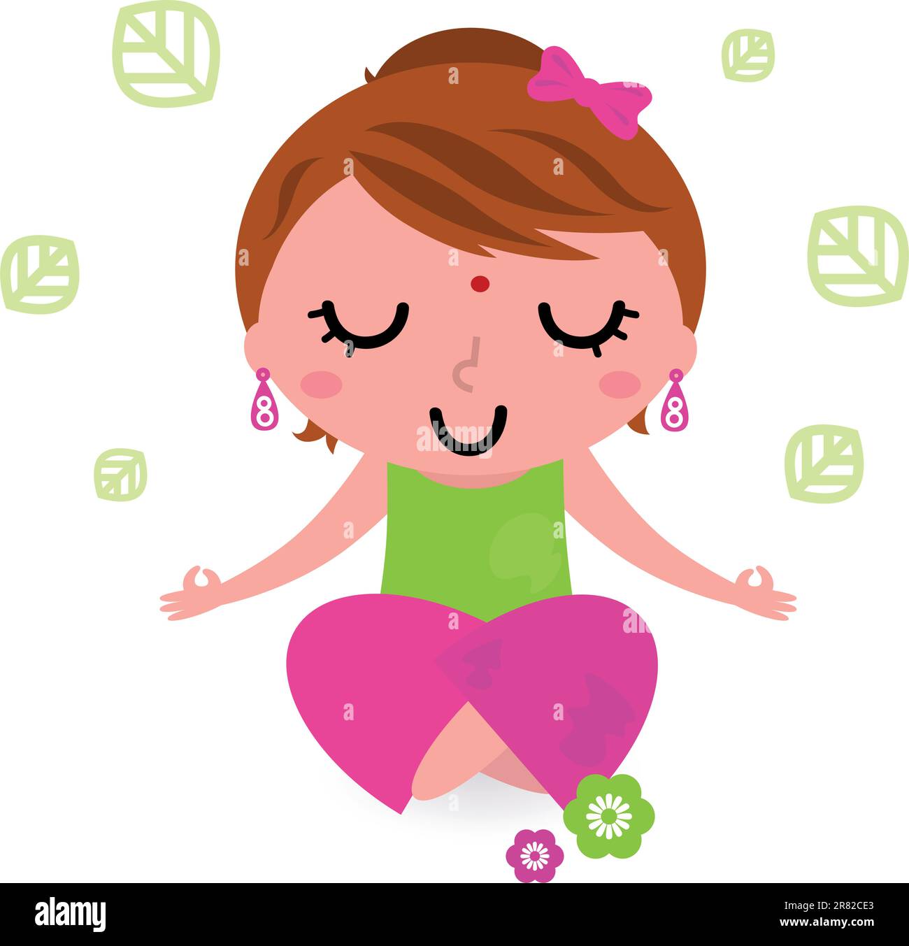 Cute girl practicing meditation. Vector Illustration Stock Vector Image ...