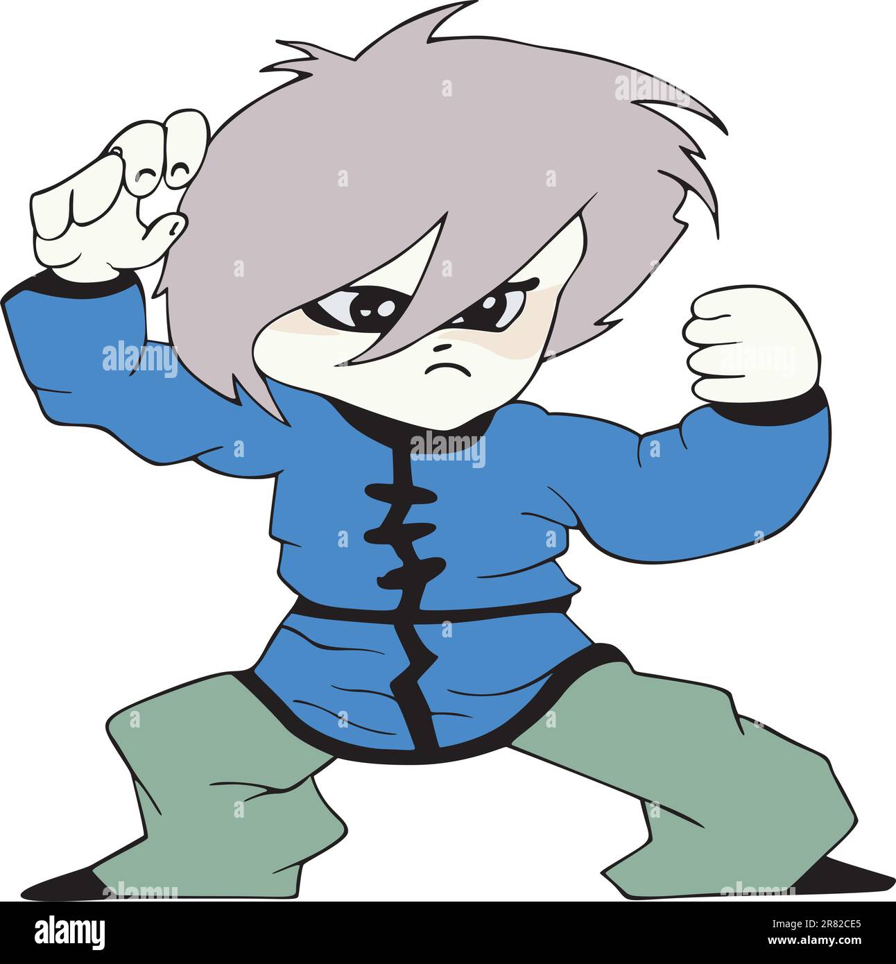 Boy as martial arts fighter. Cartoon. Color vector illustration Stock ...