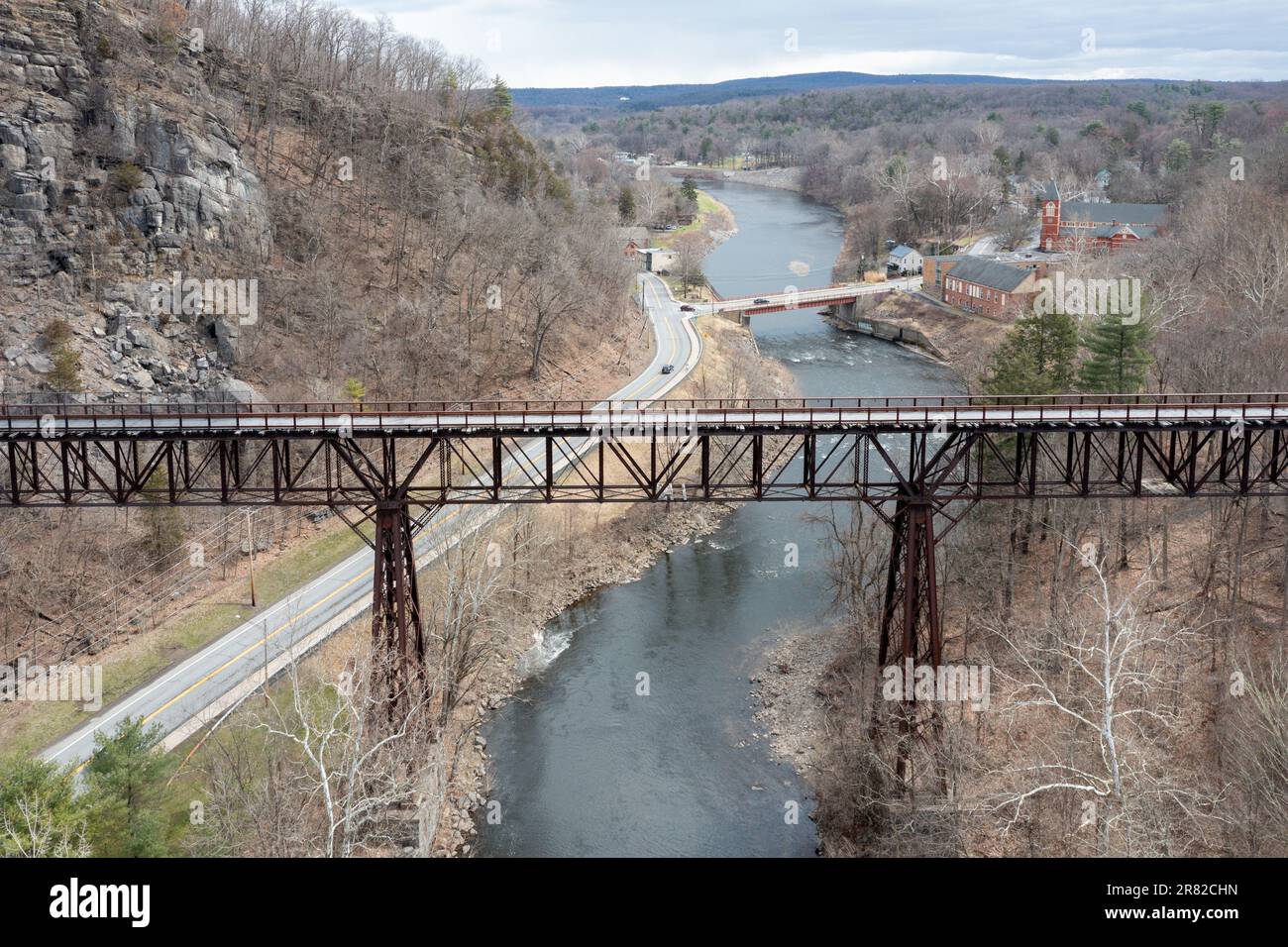 View of the Rosendale, NY Train Trestle from the Joppenbergh Mountain ...