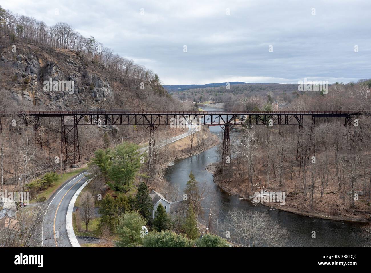 View of the Rosendale, NY Train Trestle from the Joppenbergh Mountain ...