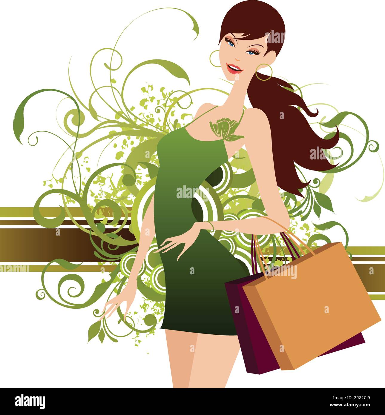 illustration drawing of shopping girl Stock Vector Image & Art - Alamy