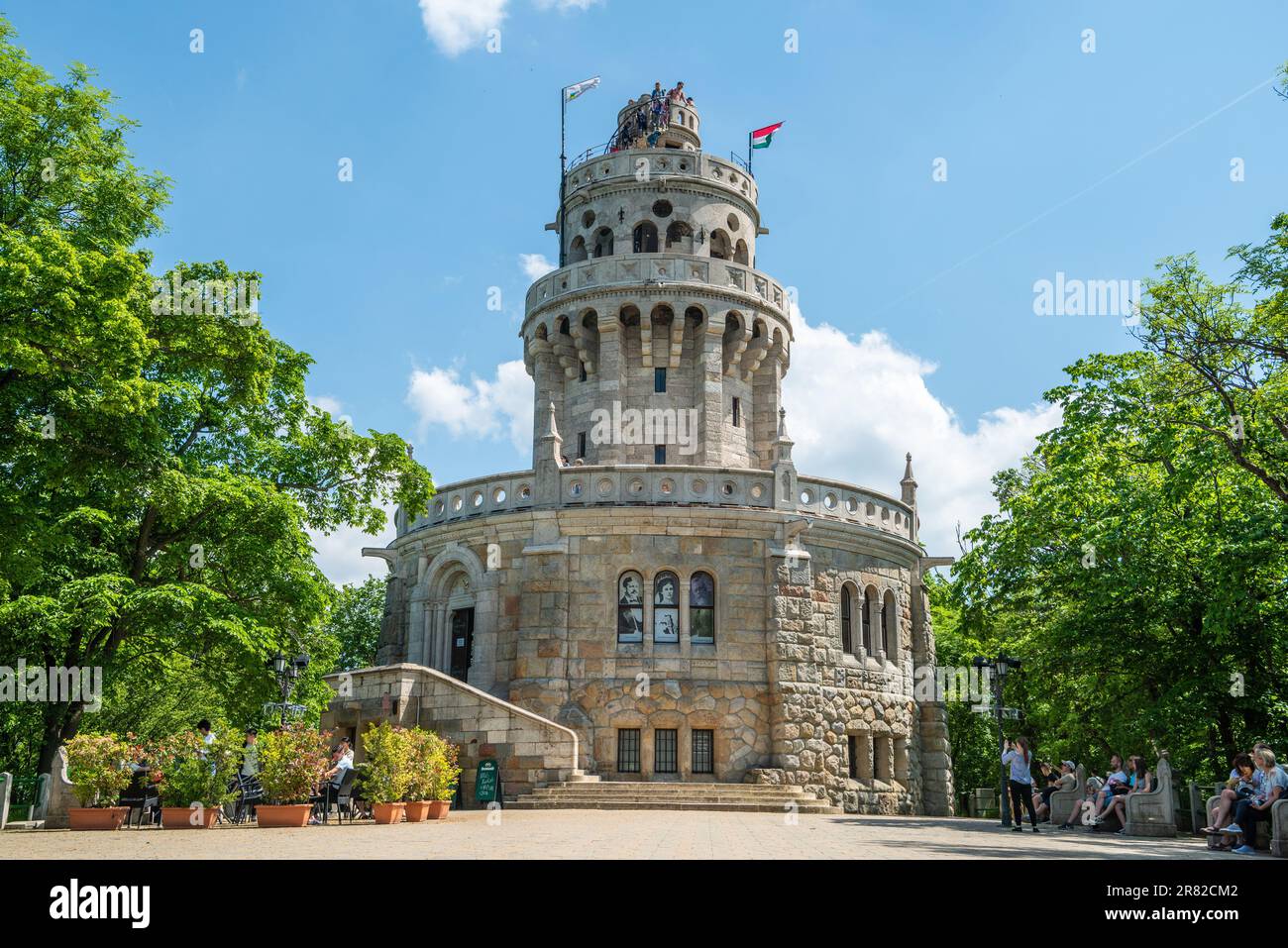 Budapest, Hungary – May 21, 2023. Elizabeth Lookout tower on Janos Hill ...