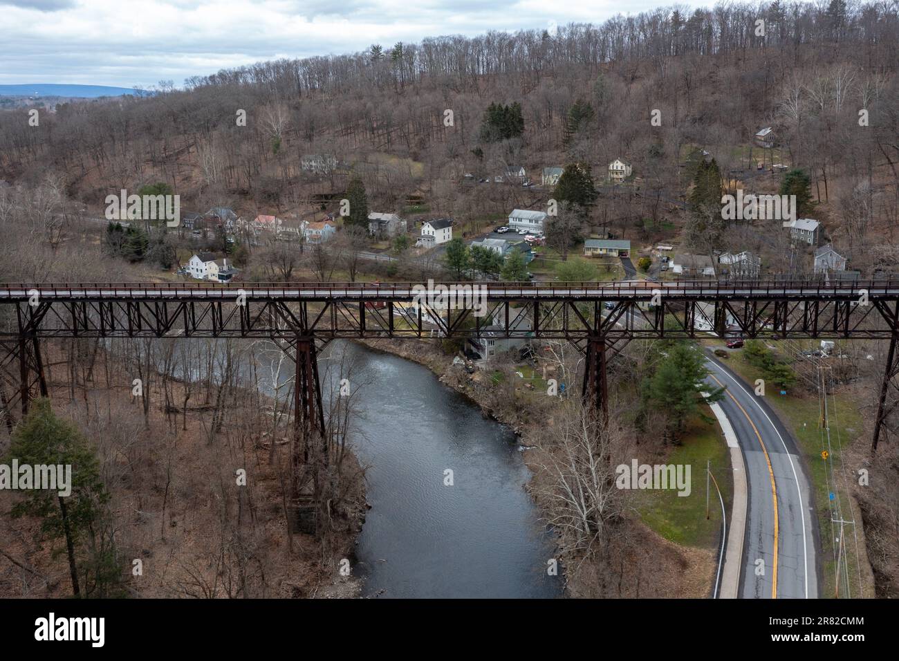 View of the Rosendale, NY Train Trestle from the Joppenbergh Mountain ...